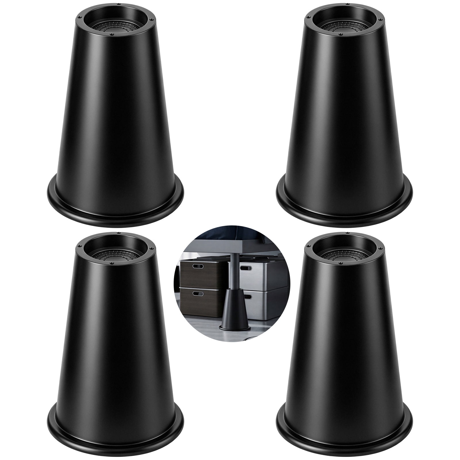 4 Pcs 8 Inch Bed Risers, Heavy Duty Round Furniture Risers with Non ...