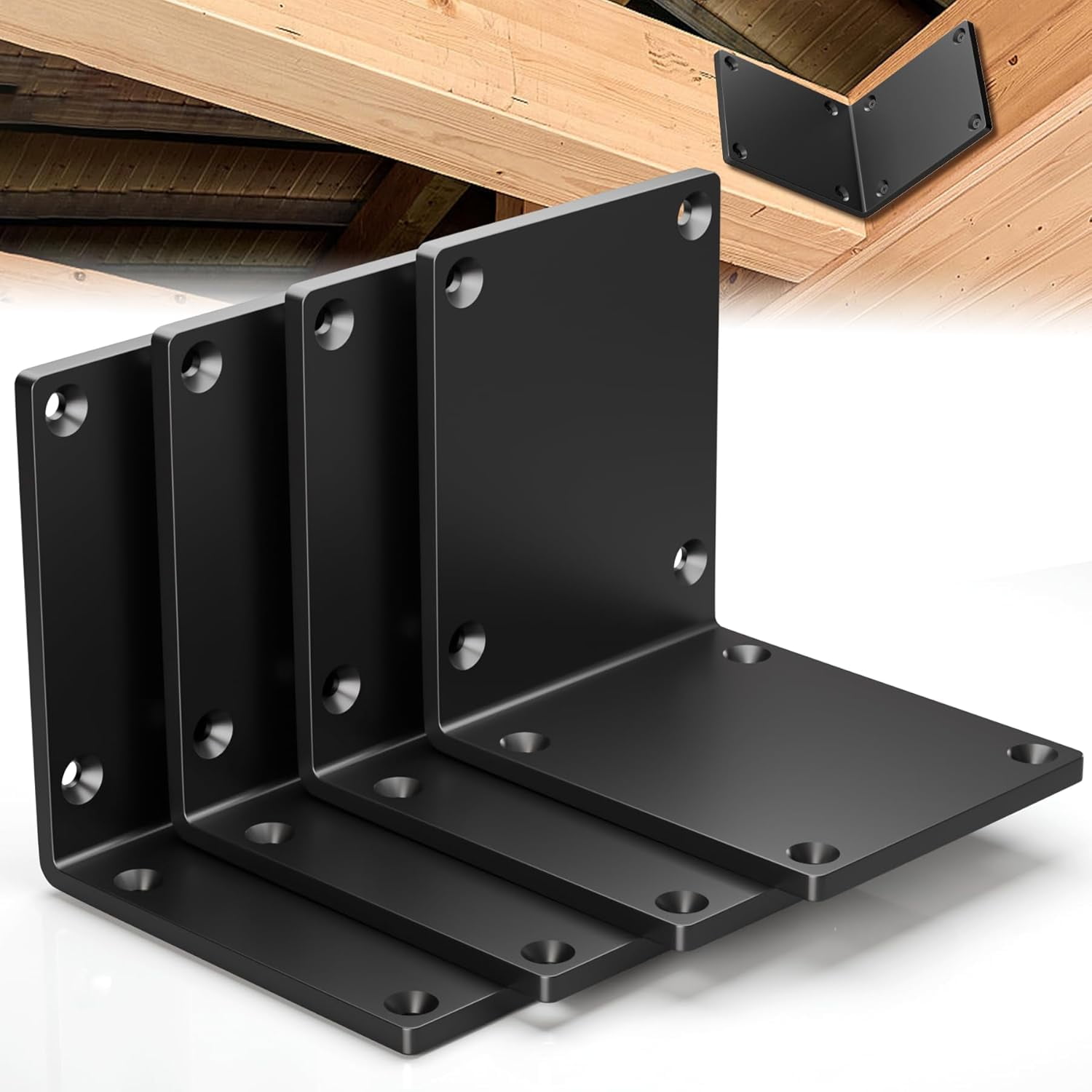 4 Pcs 8" X 8" X 6" Heavy Duty Steel L Angle Bracket for Wood, Large 90 ...