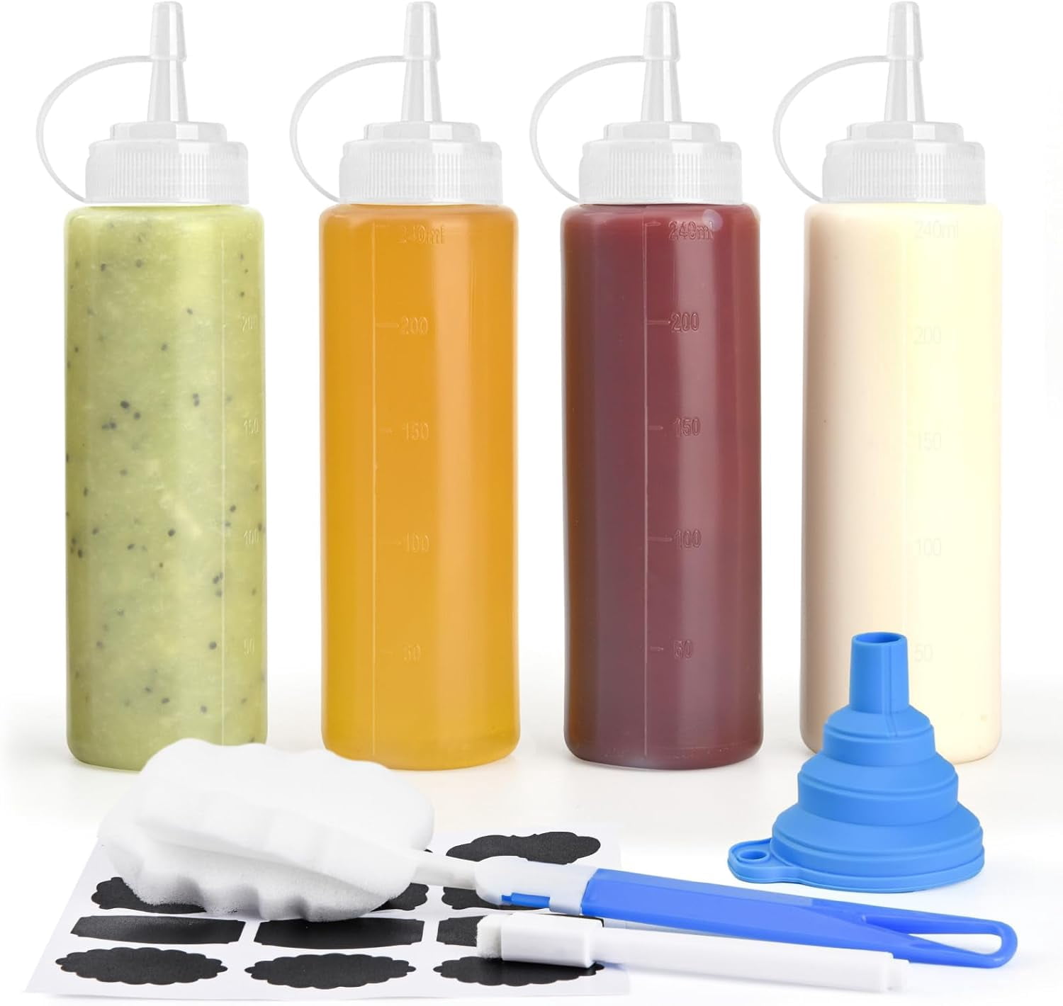 4 Pcs 8 oz Spice Squeeze Bottles for Sauce, Plastic Squeeze Bottle ...