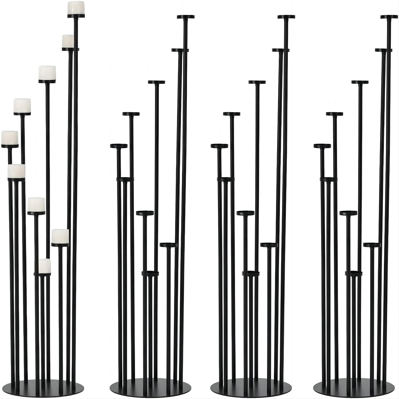 4 Pcs 9 Arm Candle Holders ,Black Metal Candle Stick Holders for ...