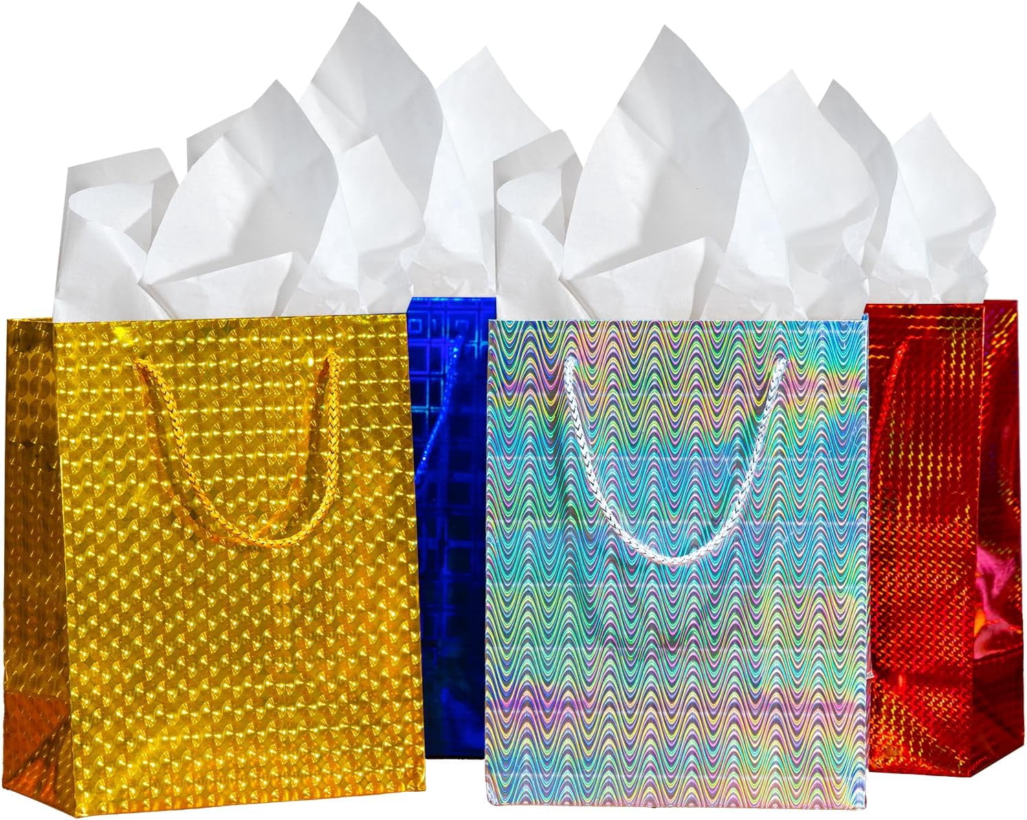 4 Pcs 9" Medium Gift Bags With Handles Tissue Paper Easy Wrapping ...