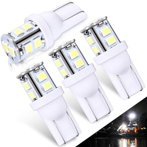 4 Pcs 906 LED Bulbs T10 Wedge Base Marine Boat Light Bulb Cool White ...