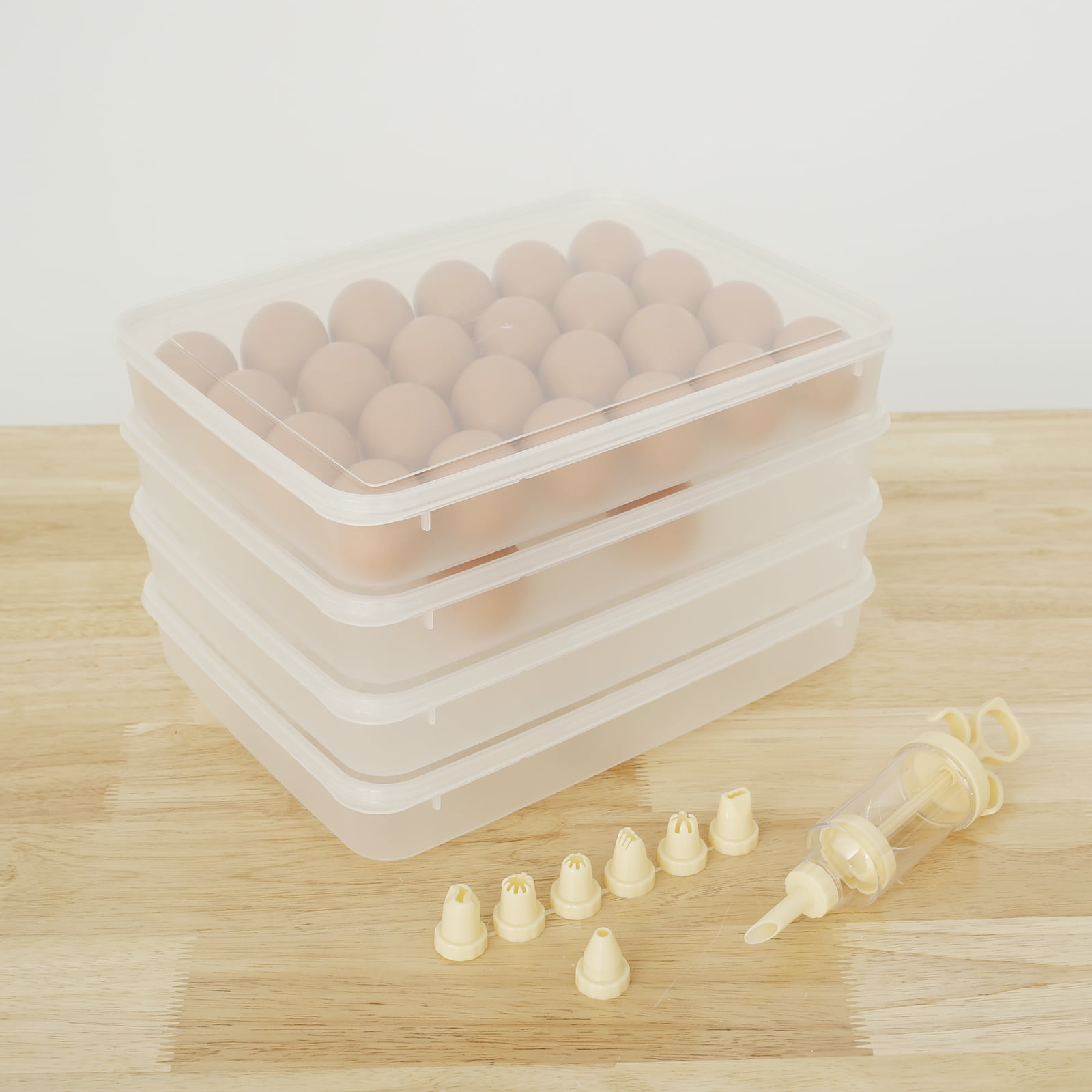 4 Pcs 96 Slots Deviled Egg Containers with Lid and 9 Pcs Deviled Egg ...