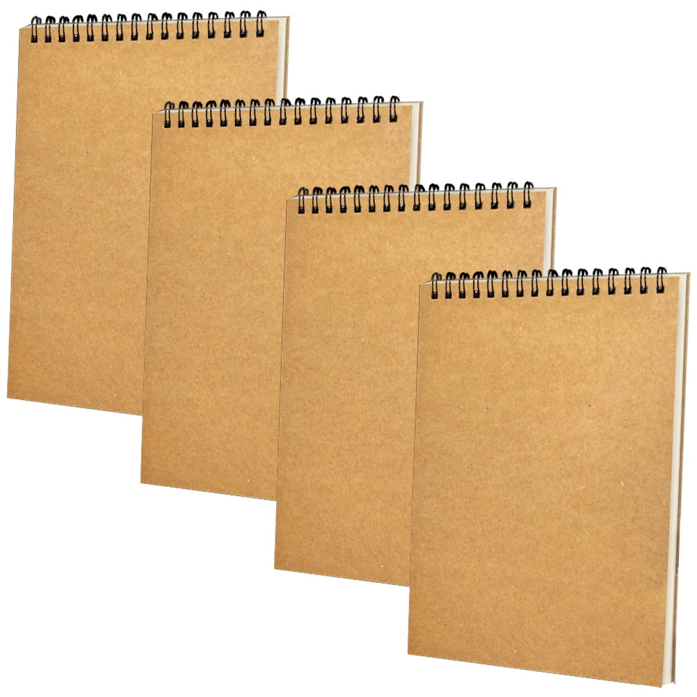 4 Pcs A5 Flip-up Cowhide Coil Notebook Spiral Notepad (4pcs/set) Pads Scetchpad Jot Pocket ...