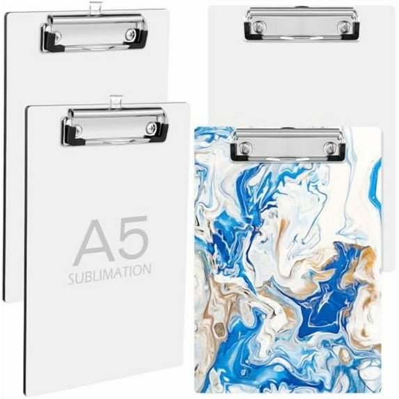 4 Pcs A5 Sublimation Clipboard Blanks, 8.98 x 6.3 Inch MDF Clip Board ...