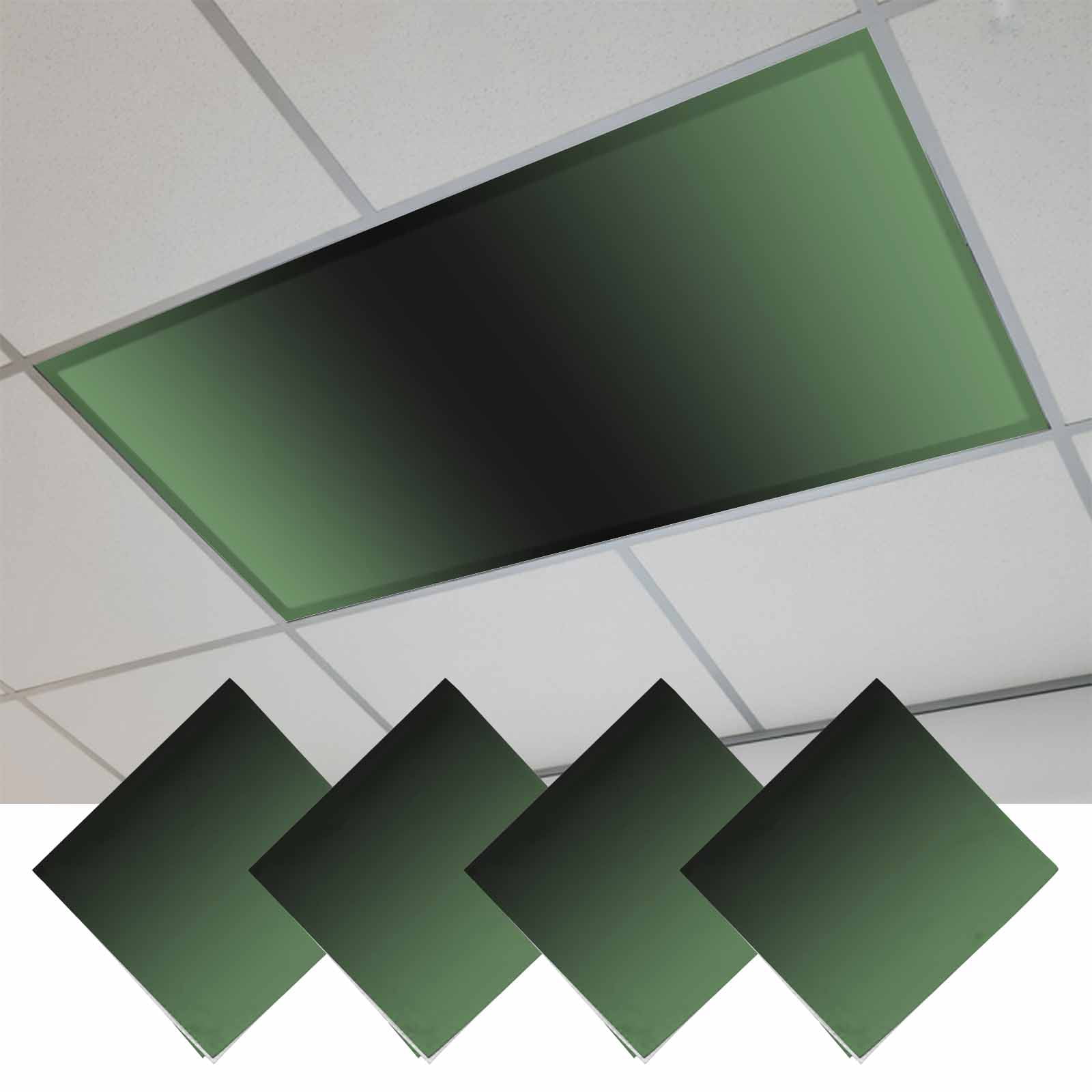 4 Pcs Abstract Ombre Fluorescent Light Covers Sage Green and Black ...
