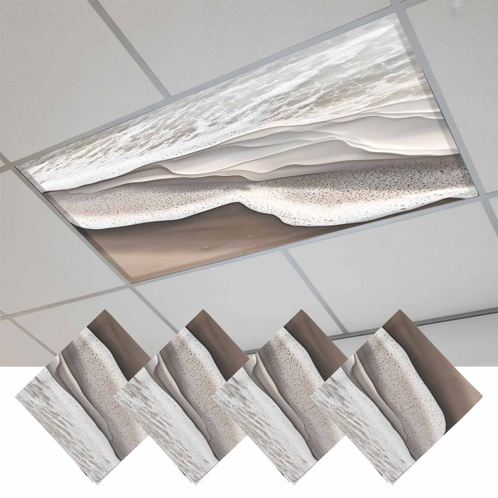 4 Pcs Abstract Wave Effect Fluorescent Light Covers Gary Brown Gradient ...
