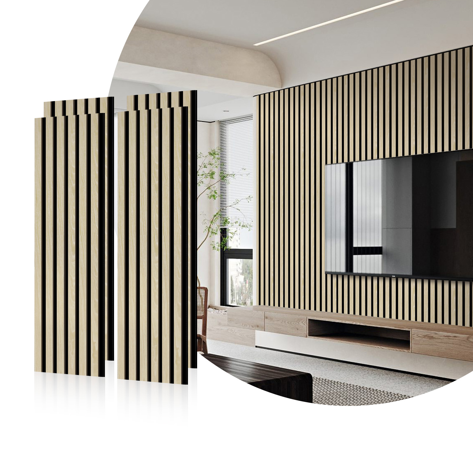 4 Pcs Acoustic Wood Wall Panels, Interior Acoustic Decorative Wood ...