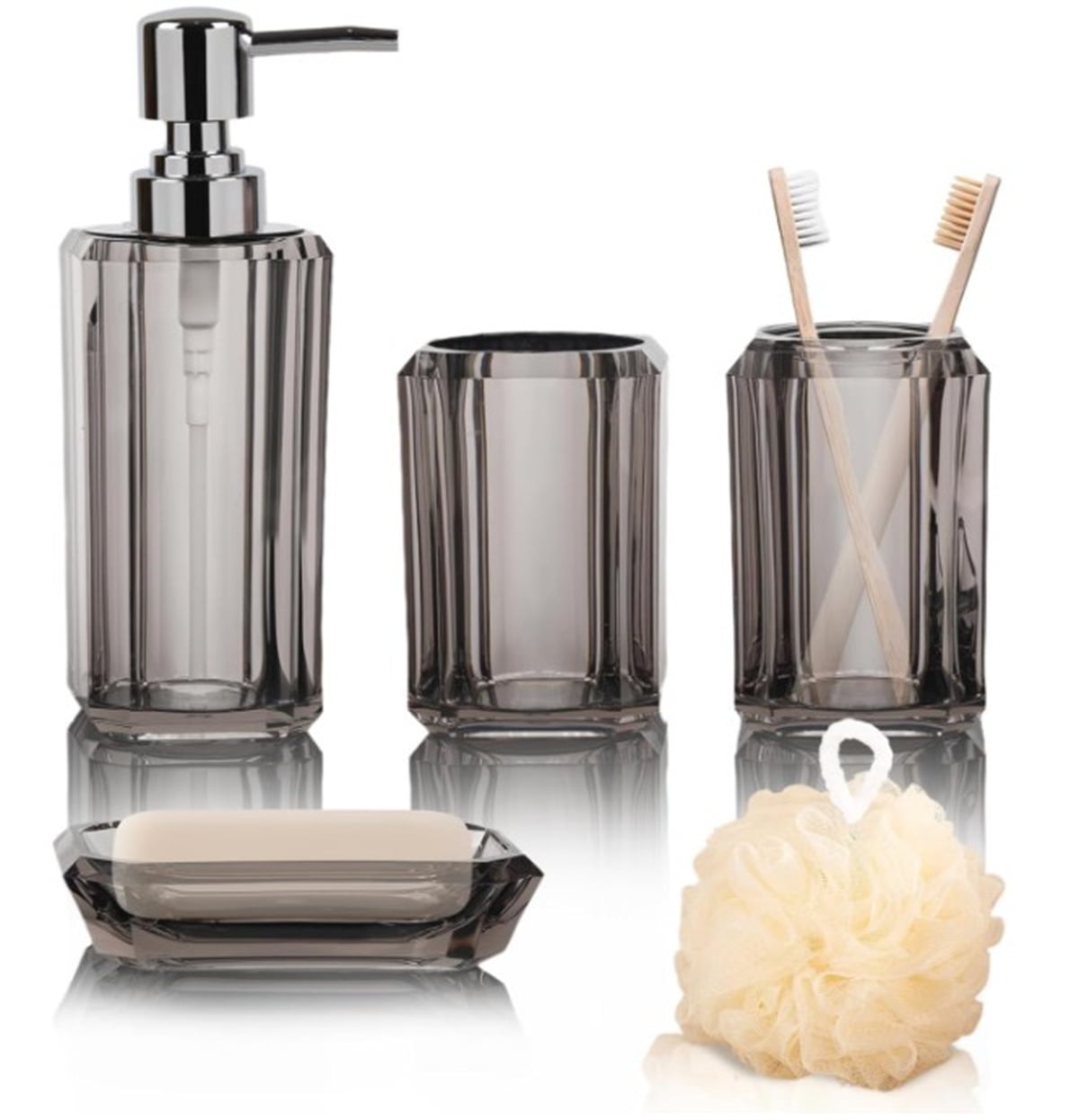 4-Pcs Acrylic Bathroom Accessory Set,Premium Washroom Accessory Set ...