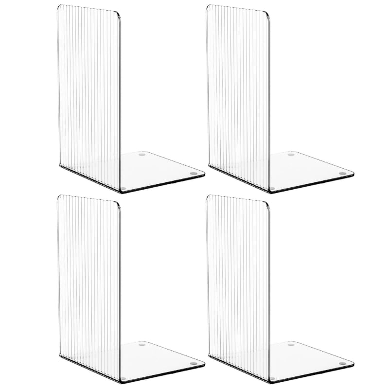 4 Pcs Acrylic Bookends Book Holders Stand Book End Book Stoppers Clear ...