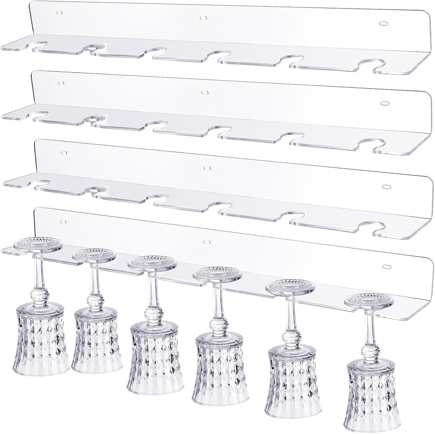 4 Pcs Acrylic Champagne Wall Holder Clear Wine Glasses Rack Wall ...