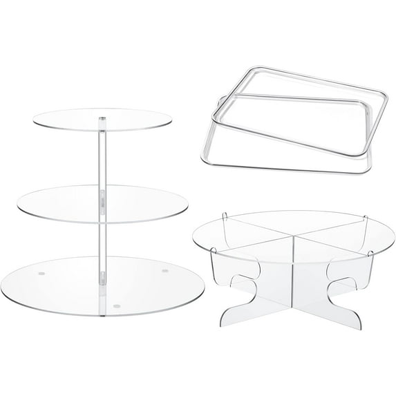 4 Pcs Acrylic Cupcake Stand Set Include 3 Tier Round Cake Stand 1 Tier ...