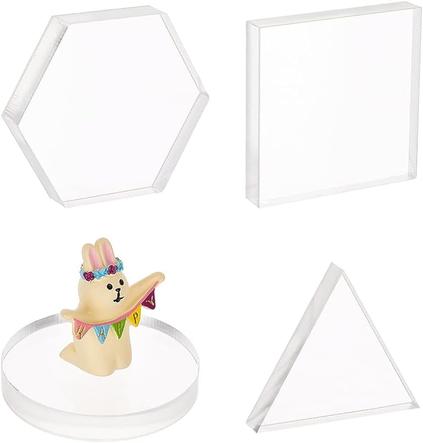 4 Pcs Acrylic Display Block 2.7 inch Clear Polished Acrylic Display ...