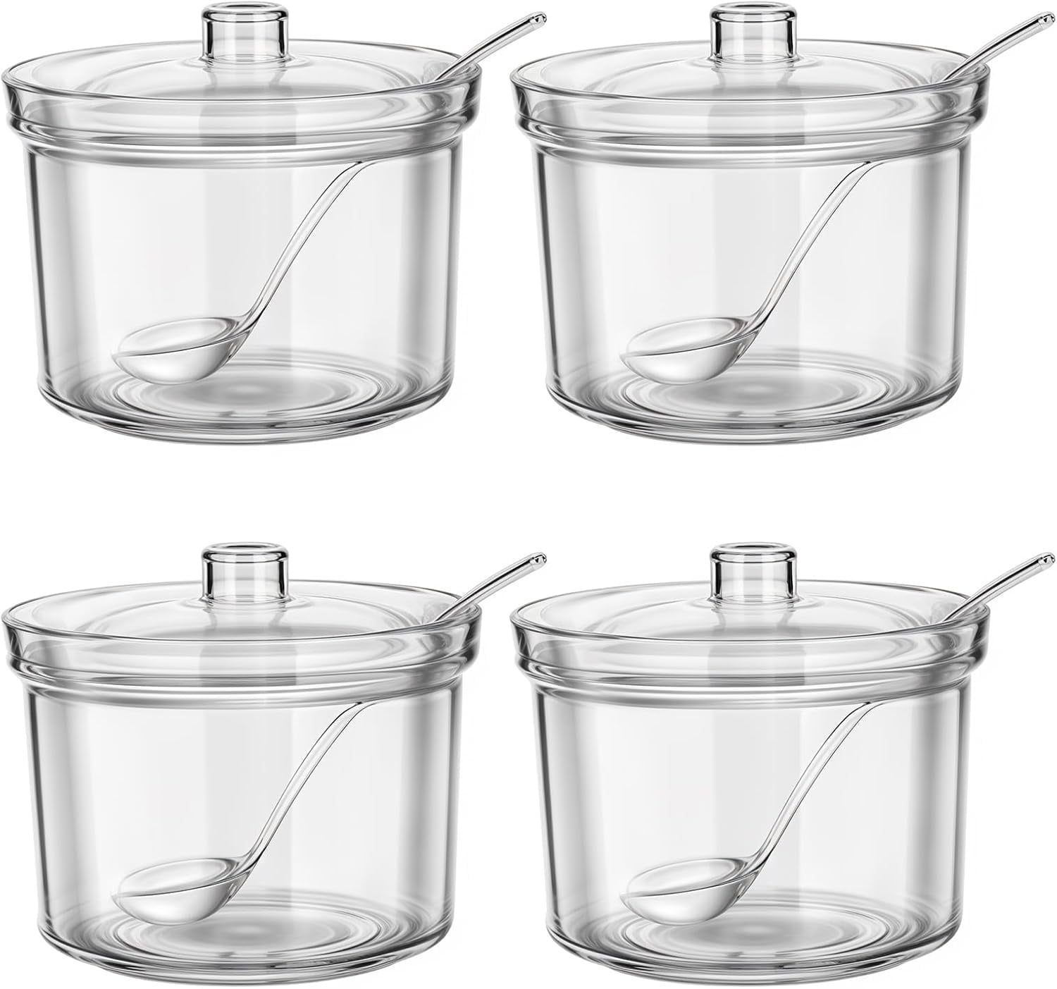 4 Pcs Acrylic Sugar Containers for Countertop,Bexikou 13 oz Clear Salt ...