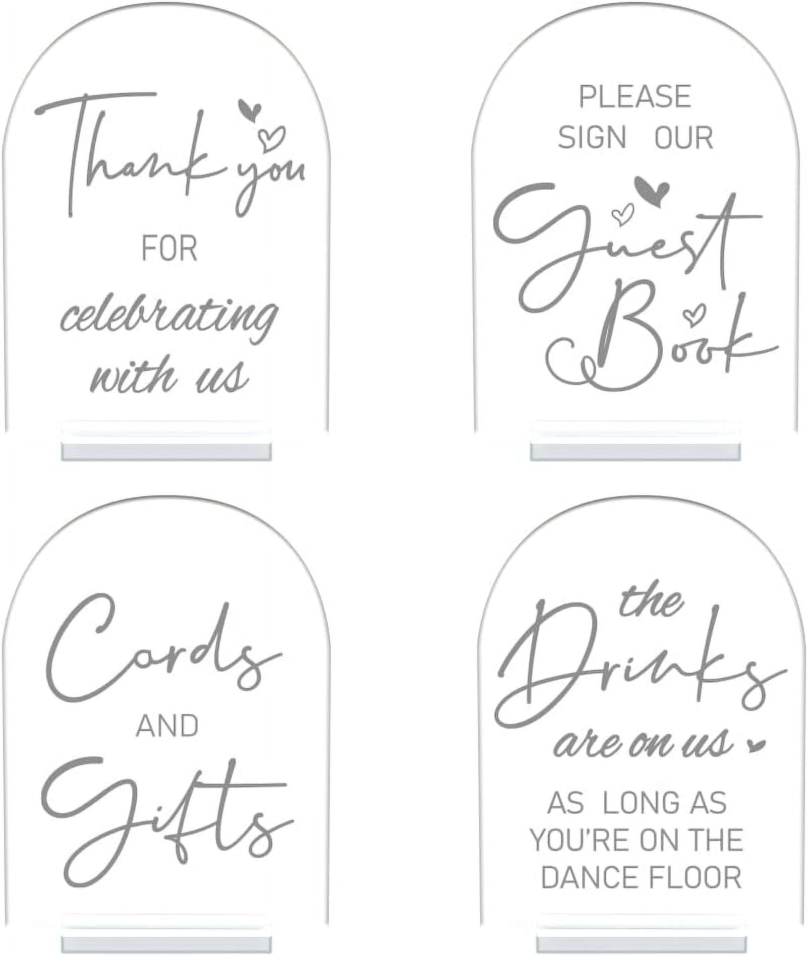 4 Pcs Acrylic Wedding Signs with 4Pcs Acrylic Stand 5x7 inch Clear ...