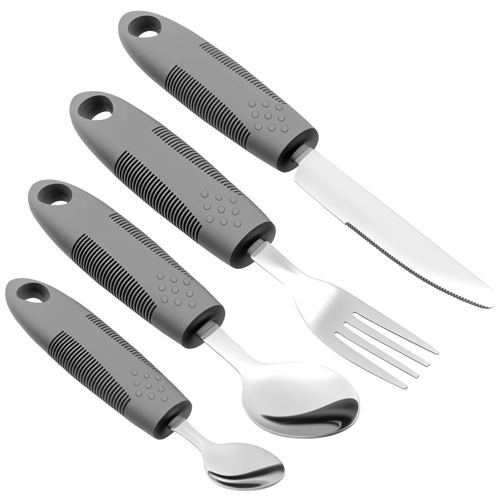 4 Pcs Adaptive Utensils Stainless Steel Built Up Utensils for Adults ...
