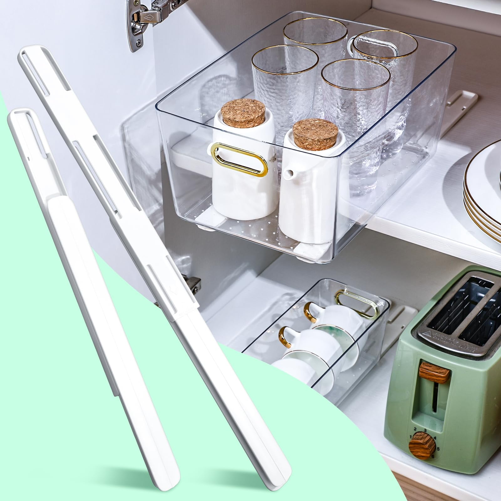 4 Pcs Adhesive Sliders for Cabinets Pull Out Cabinet Organizer ...