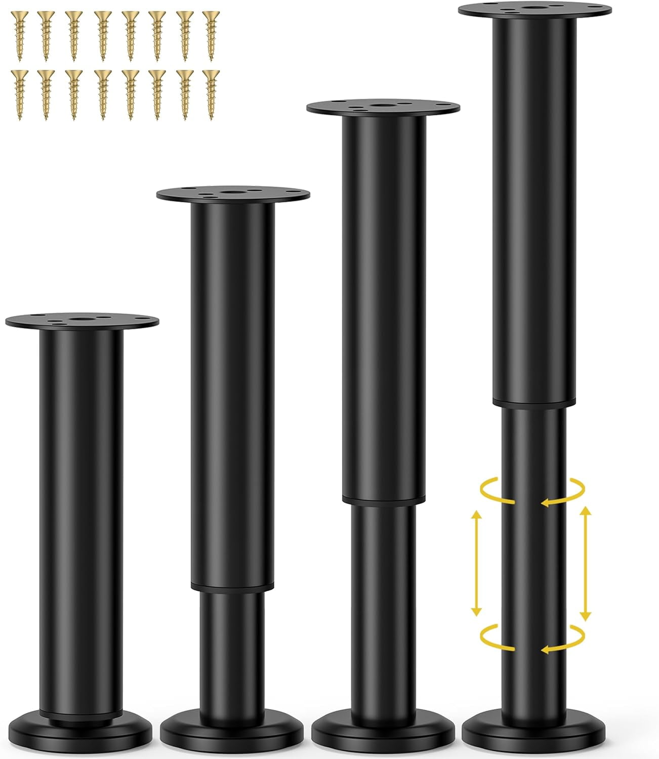 4 Pcs Adjustable Bed Center Support Legs 7.08-12.2 inch for Bed Frame ...