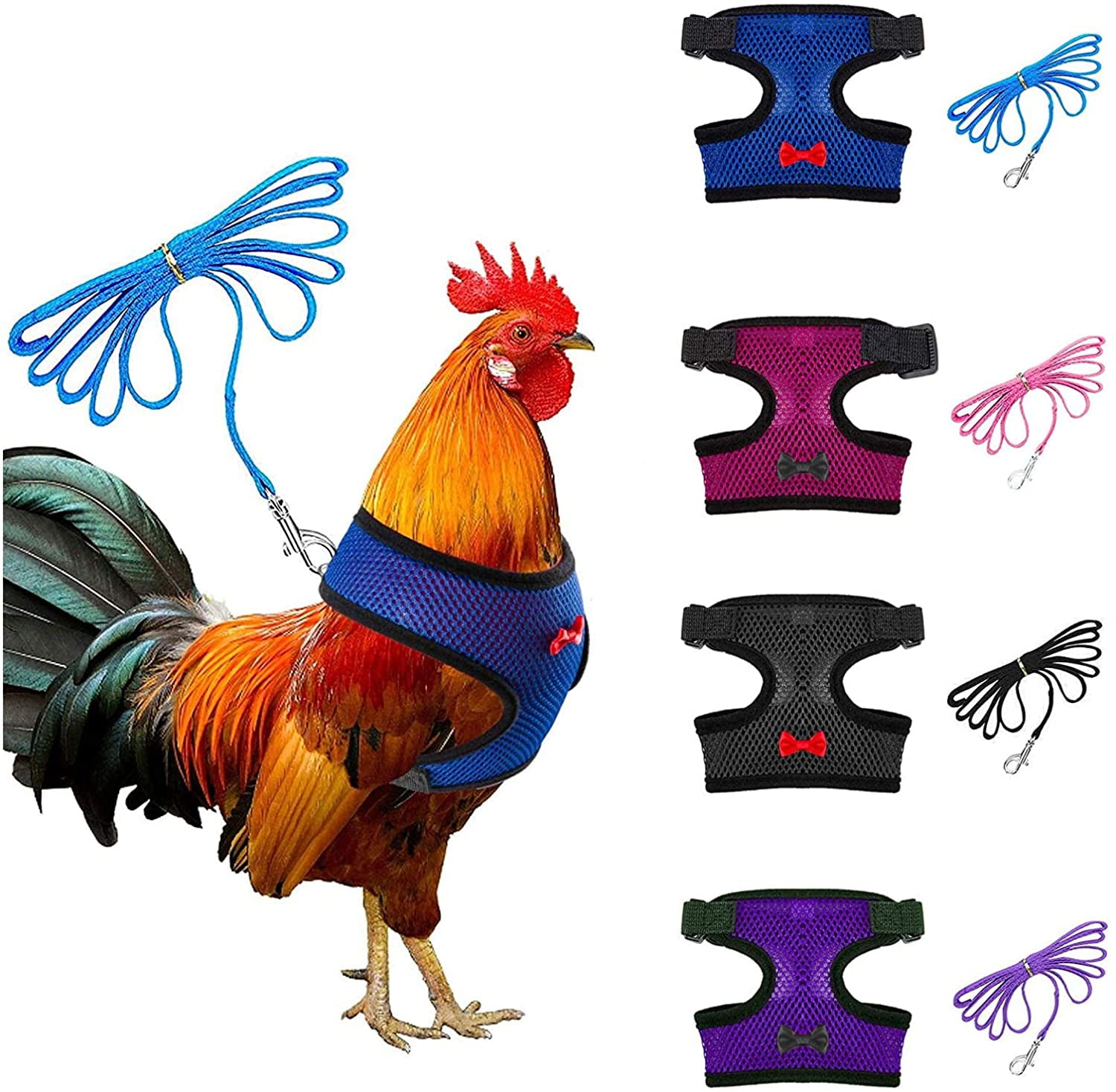 4 Pcs Adjustable Chicken Harness with Leash- 4 Styles Comfortable Hen ...