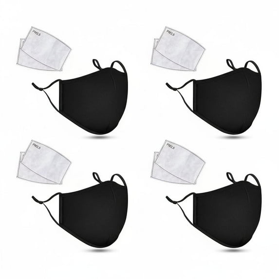 4 Pcs Adult Adjustable Face Protection with Filter Pocket and Nose Wire ...