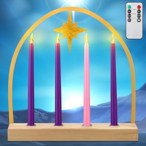 4 Pcs Advent LED Candle with Remote Hexagram Flameless Candleholder ...