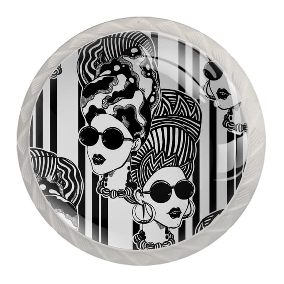 4 Pcs African Woman Head Wrap Knobs for Kitchen Cabinet Cupboard ...