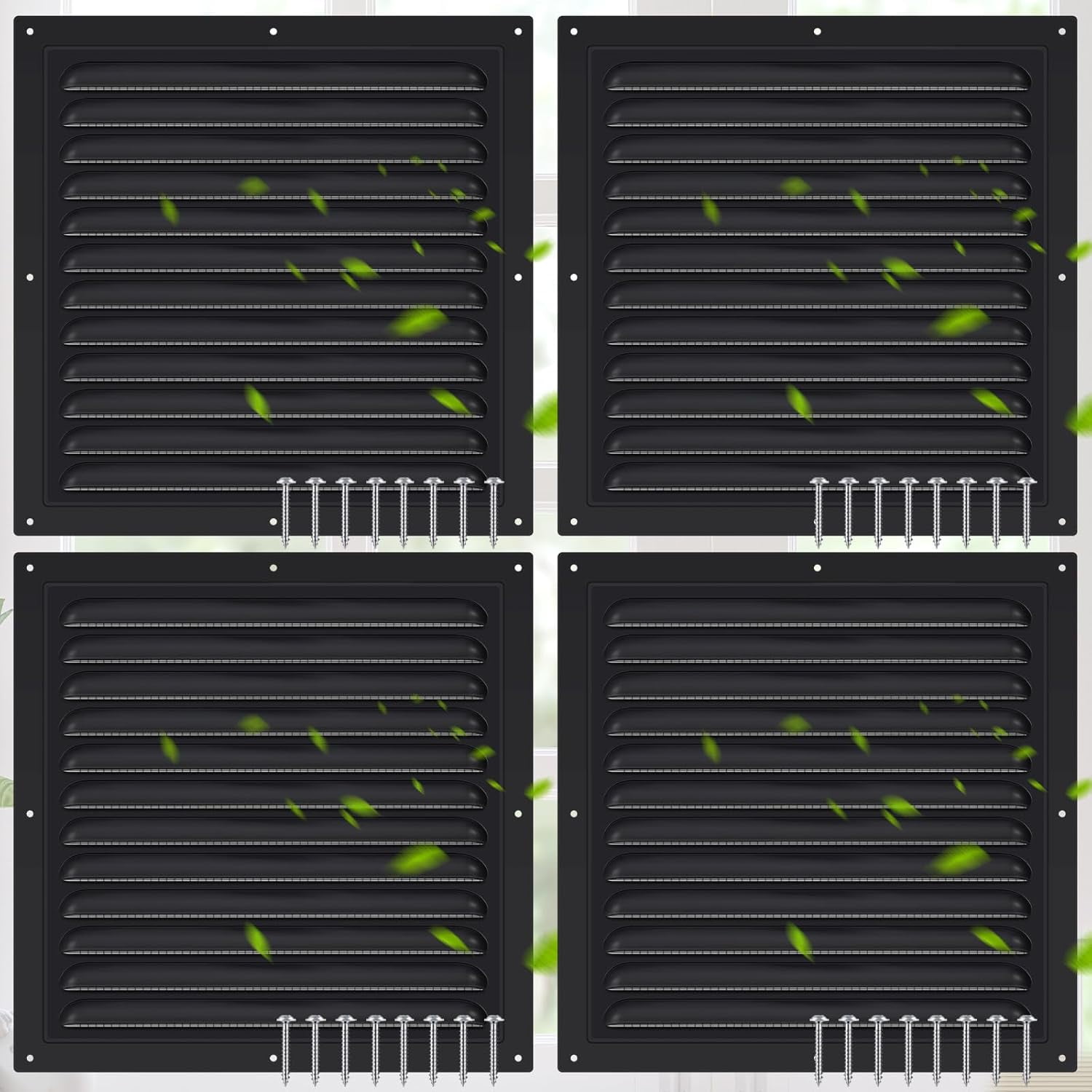 4 Pcs Aluminum Attic Vents 10" X 10" Metal Gable Wall Mesh Shed Vent ...