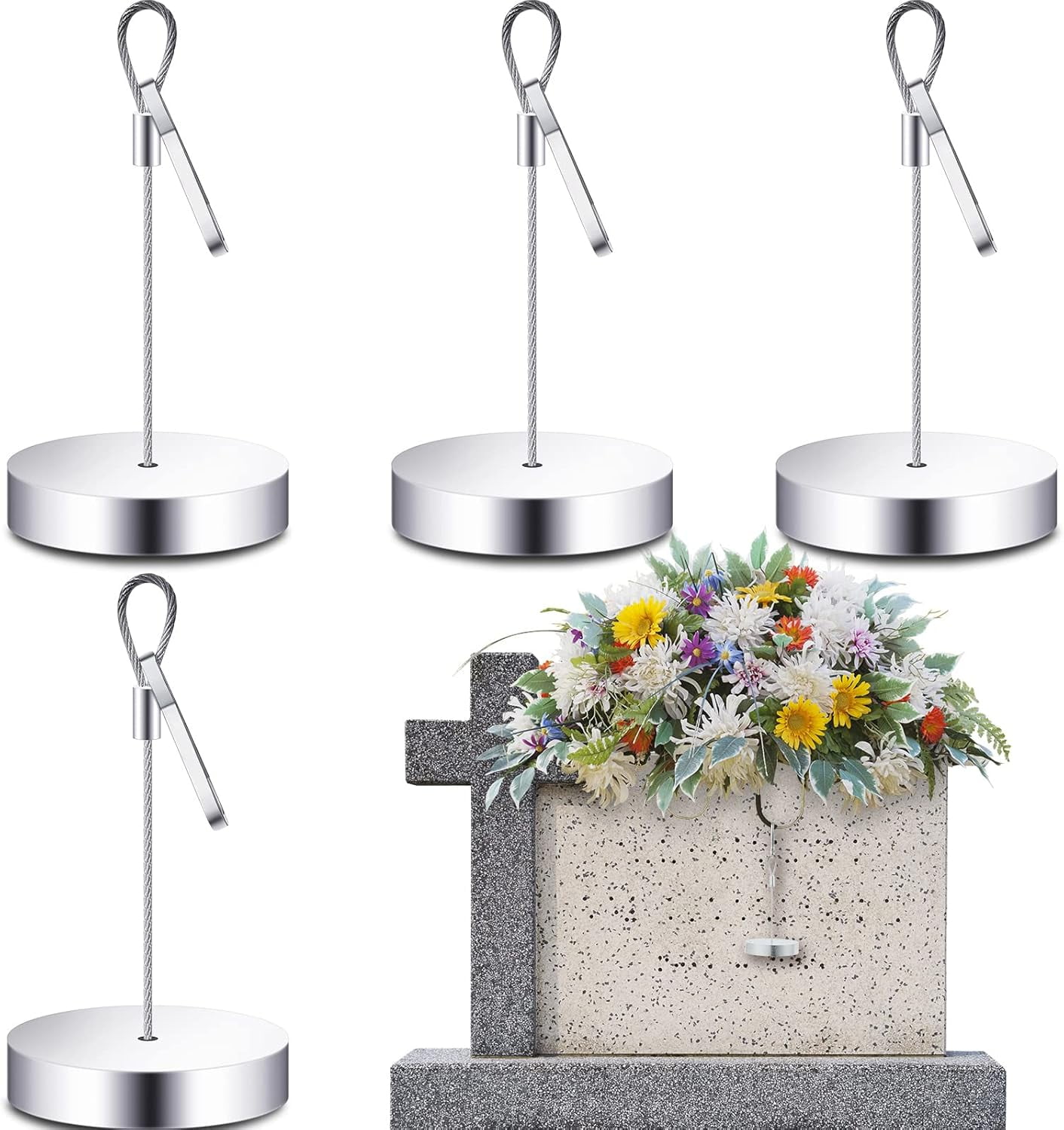 4 Pcs Anchor for Headstone Flower Cemetery Flowers Stainless Steel ...