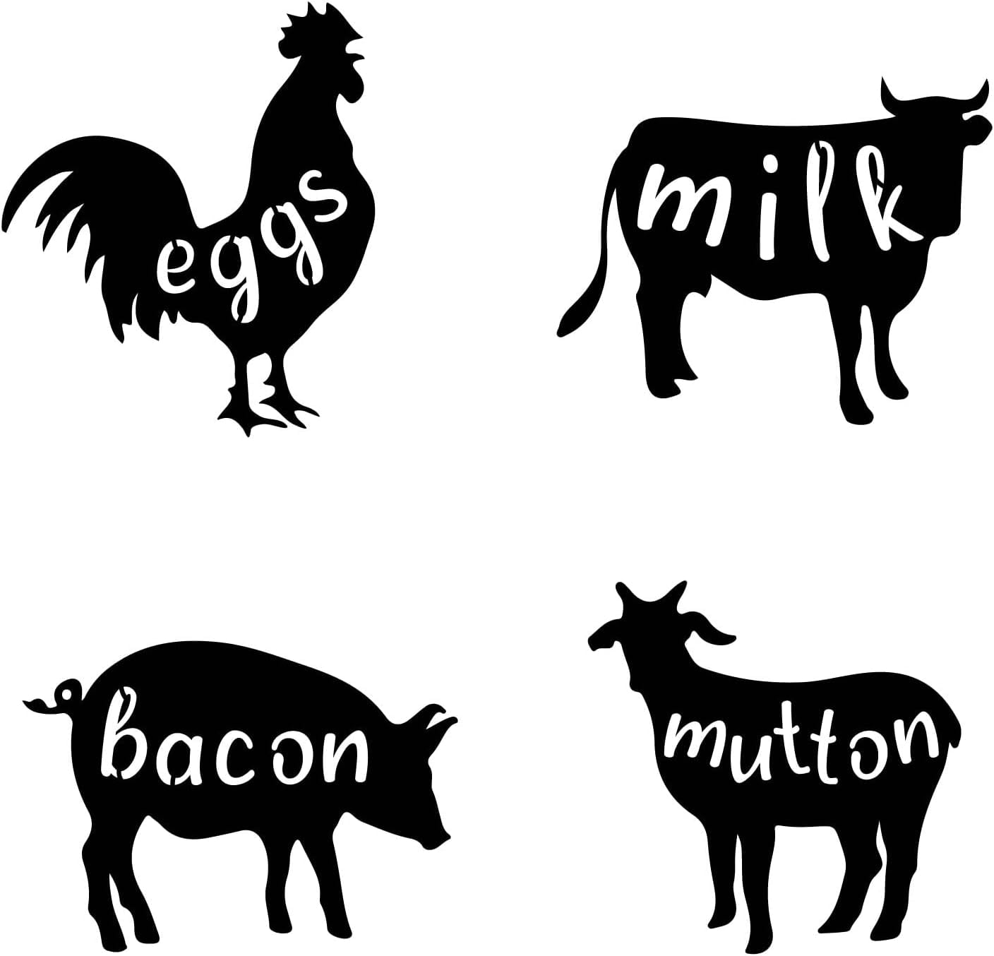 4 Pcs Animal Wall Art, Wooden Cow Pig Sheep and Rooster Art Wall Decor ...