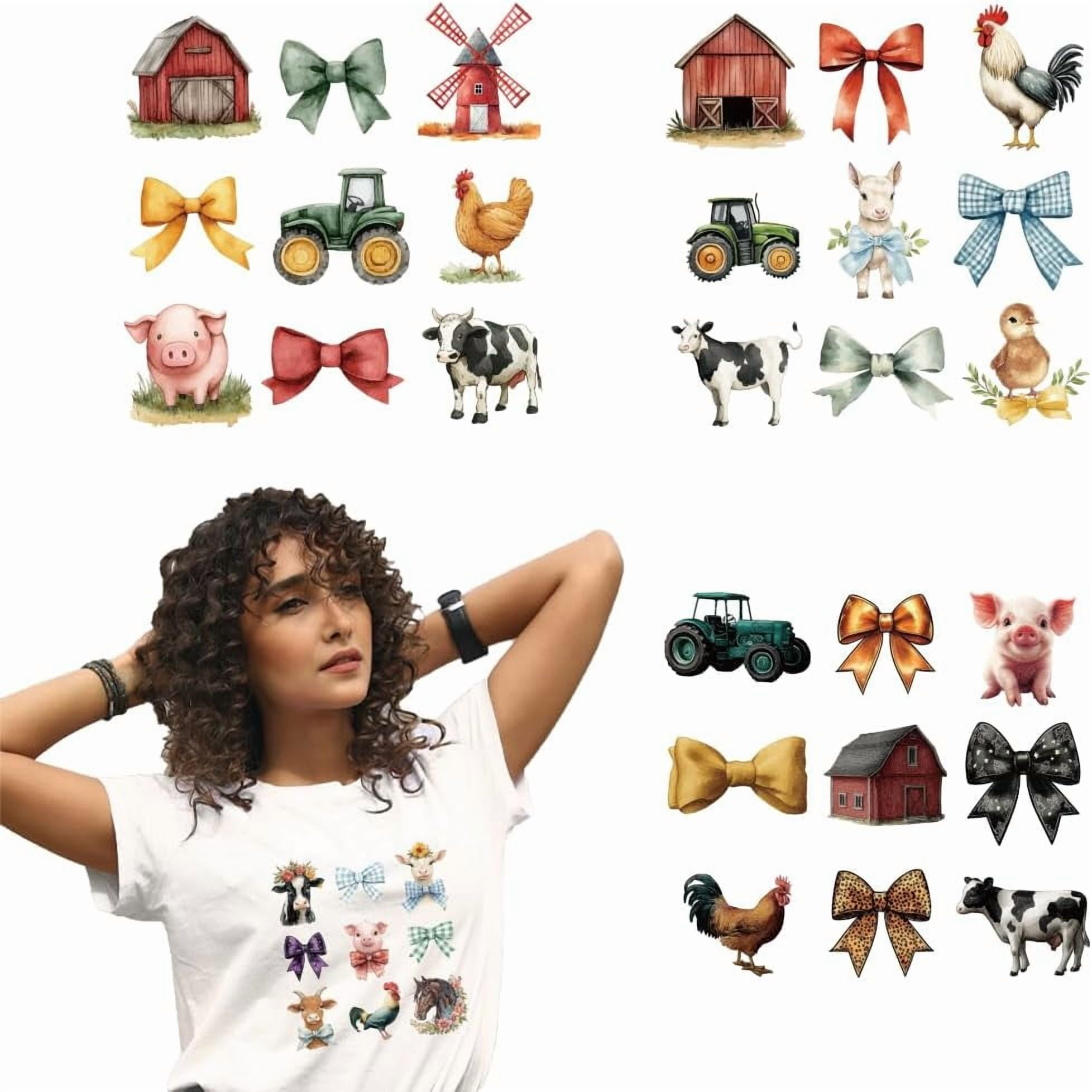 4 Pcs Animals Theme Iron on Decals Patches Cute Farm Animals Iron on ...