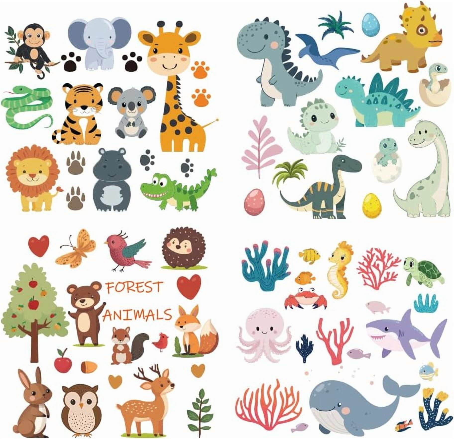 4 Pcs Animals Theme Plastic Heat Transfer Film Logo Stickers Set 4 ...
