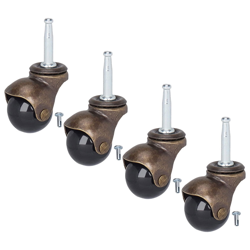 4 Pcs Antique Gold Furniture Caster Ball with Rod Wheel Set of Office ...