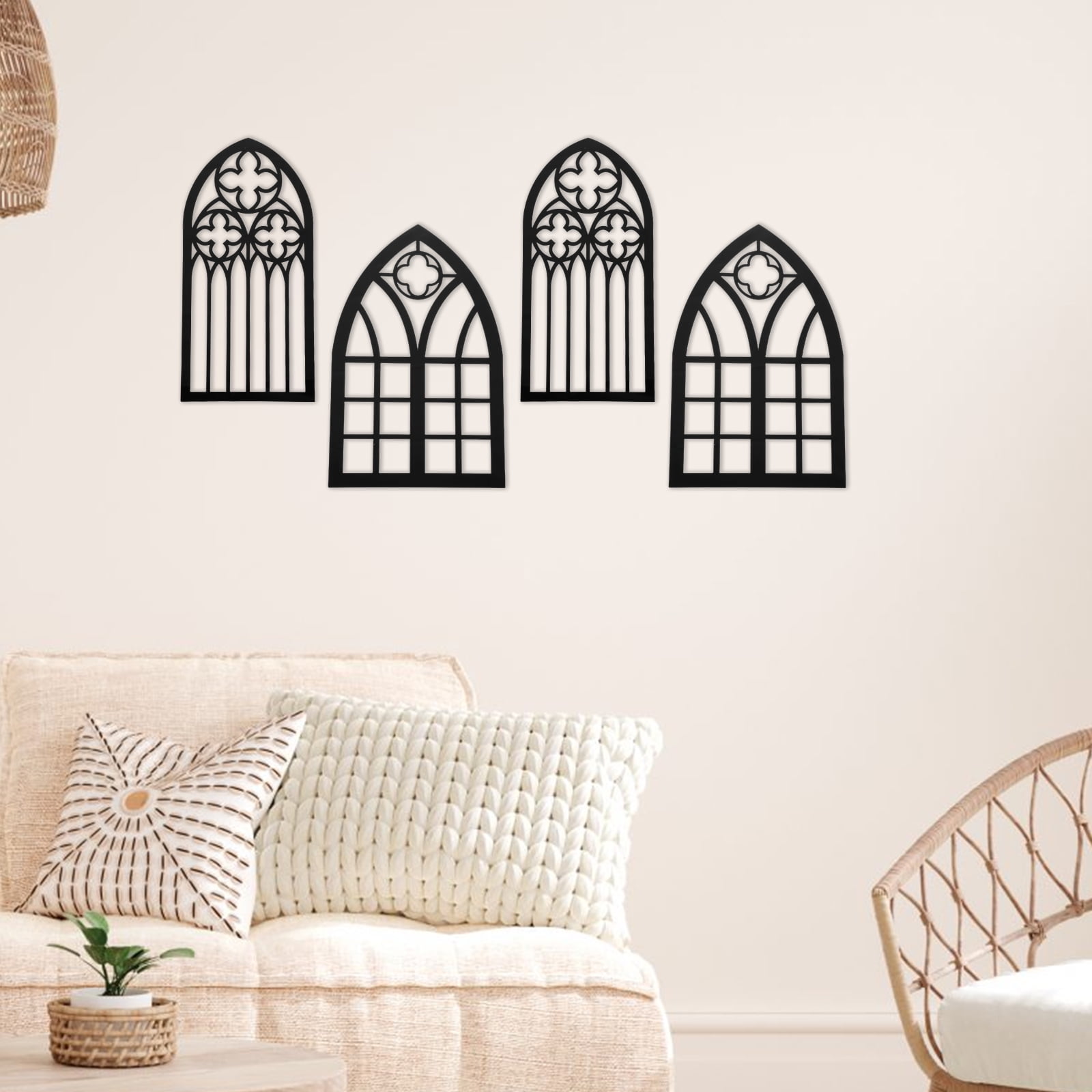 4 Pcs Arched Window Wall Mirror Acrylic Mirror Wall Stickers Decorative ...