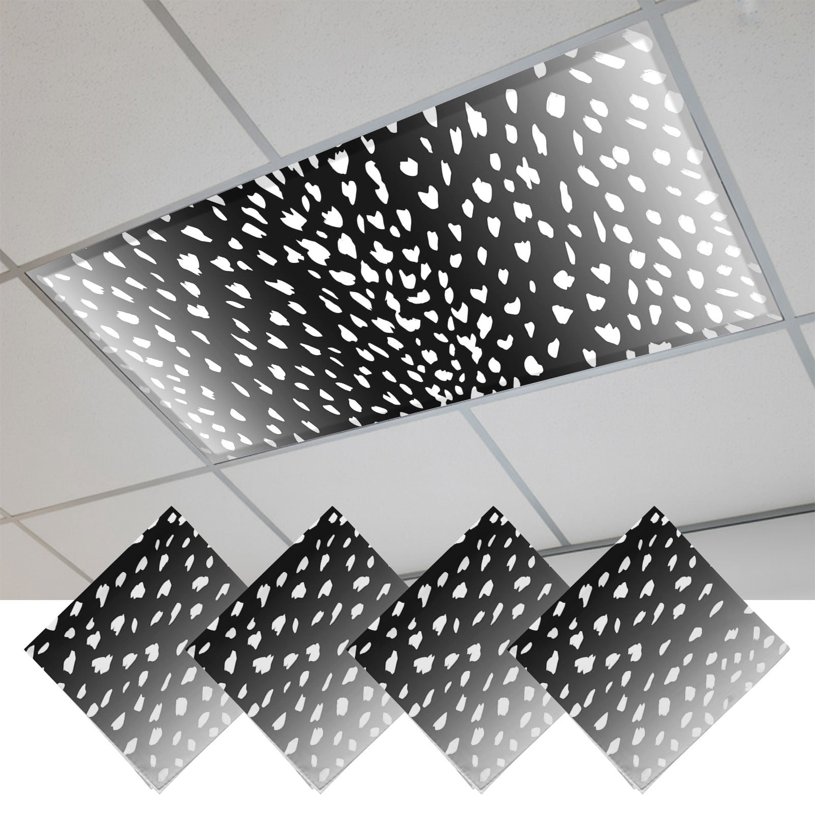 4 Pcs Art Black Fluorescent Light Covers Vintage White Polka Dots Black ...