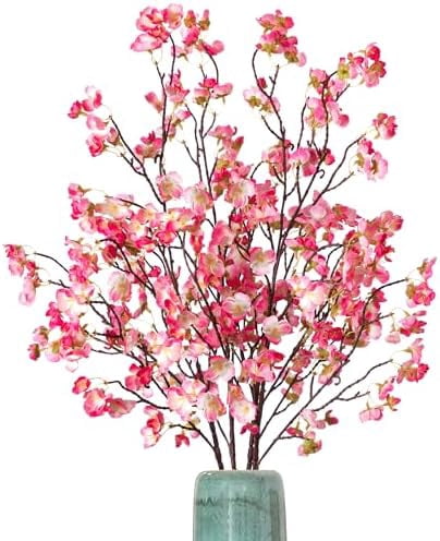 4 Pcs Artificial Cherry Blossom Flower Branches, Bulk Silk Faux Flowers ...