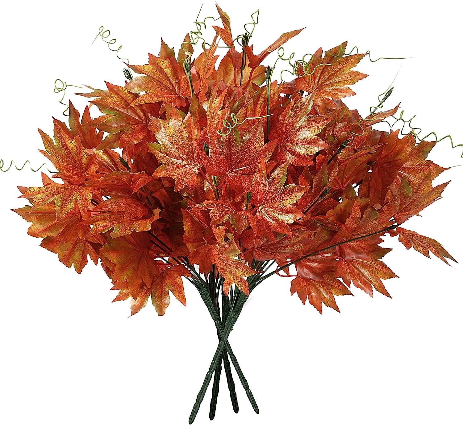 4 Pcs Artificial Fall Maple Leaves Branches Autumn Fake Shrubs Bushes ...