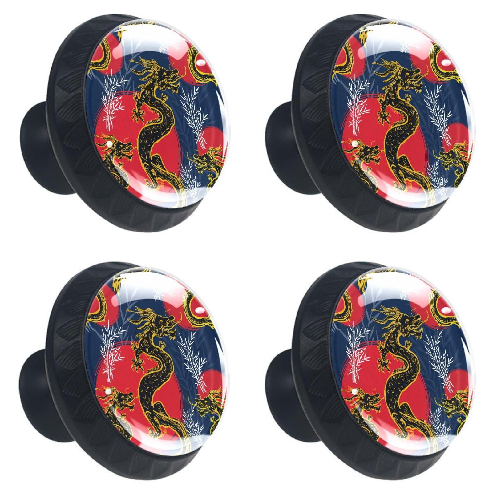 4 Pcs Asian Goldren Dragon Knobs for Kitchen Cabinet Cupboard Dresser ...