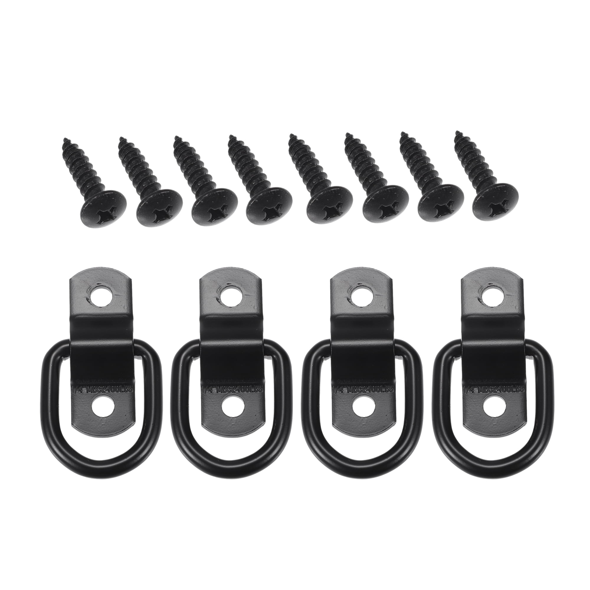 4 Pcs Automotive D-Ring Tie Down Strap Rings 1/4" Multi-Purpose Anchors ...