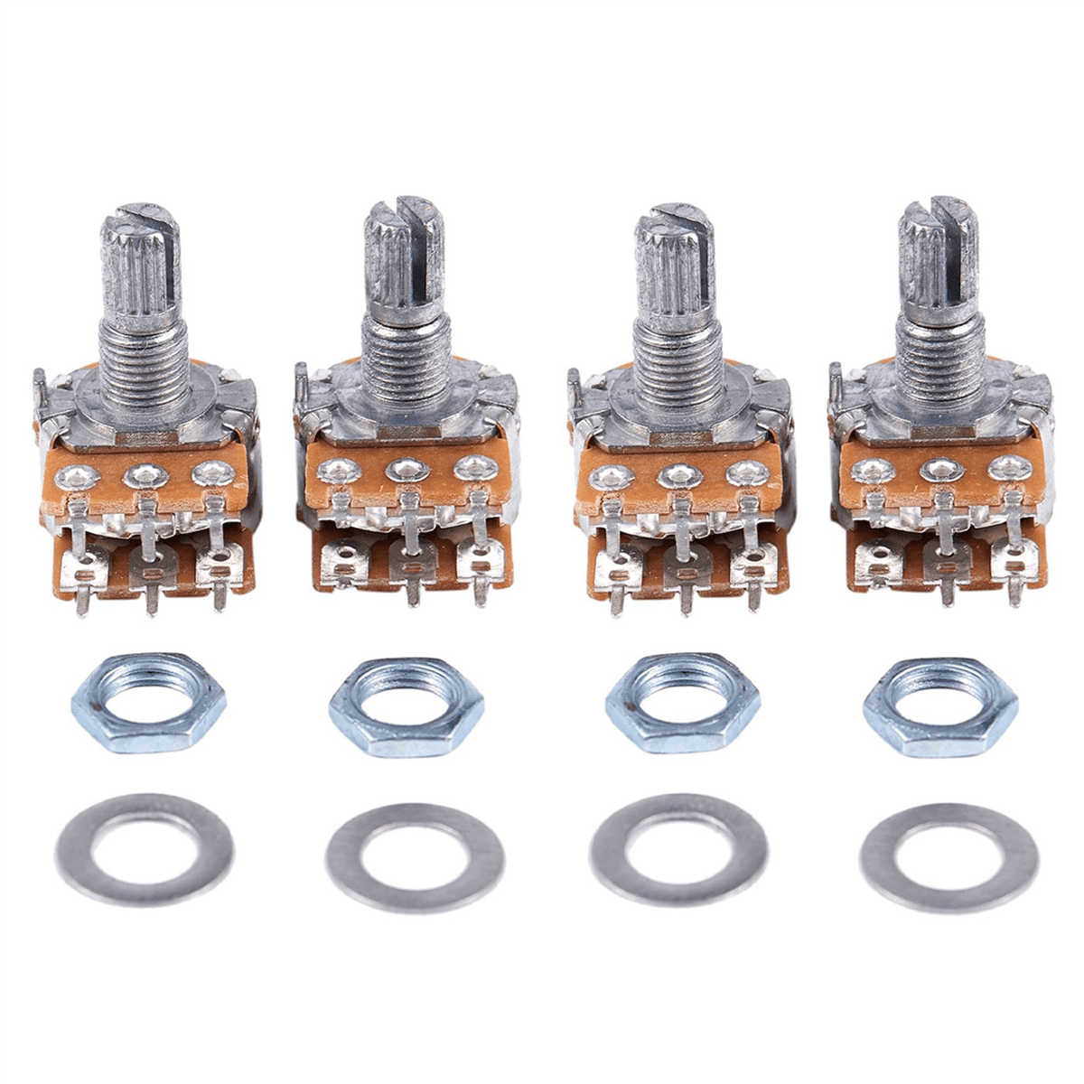 4 Pcs B50K 50K Ohm 6 Terminals Dual Linear Rotary Taper Potentiometers ...