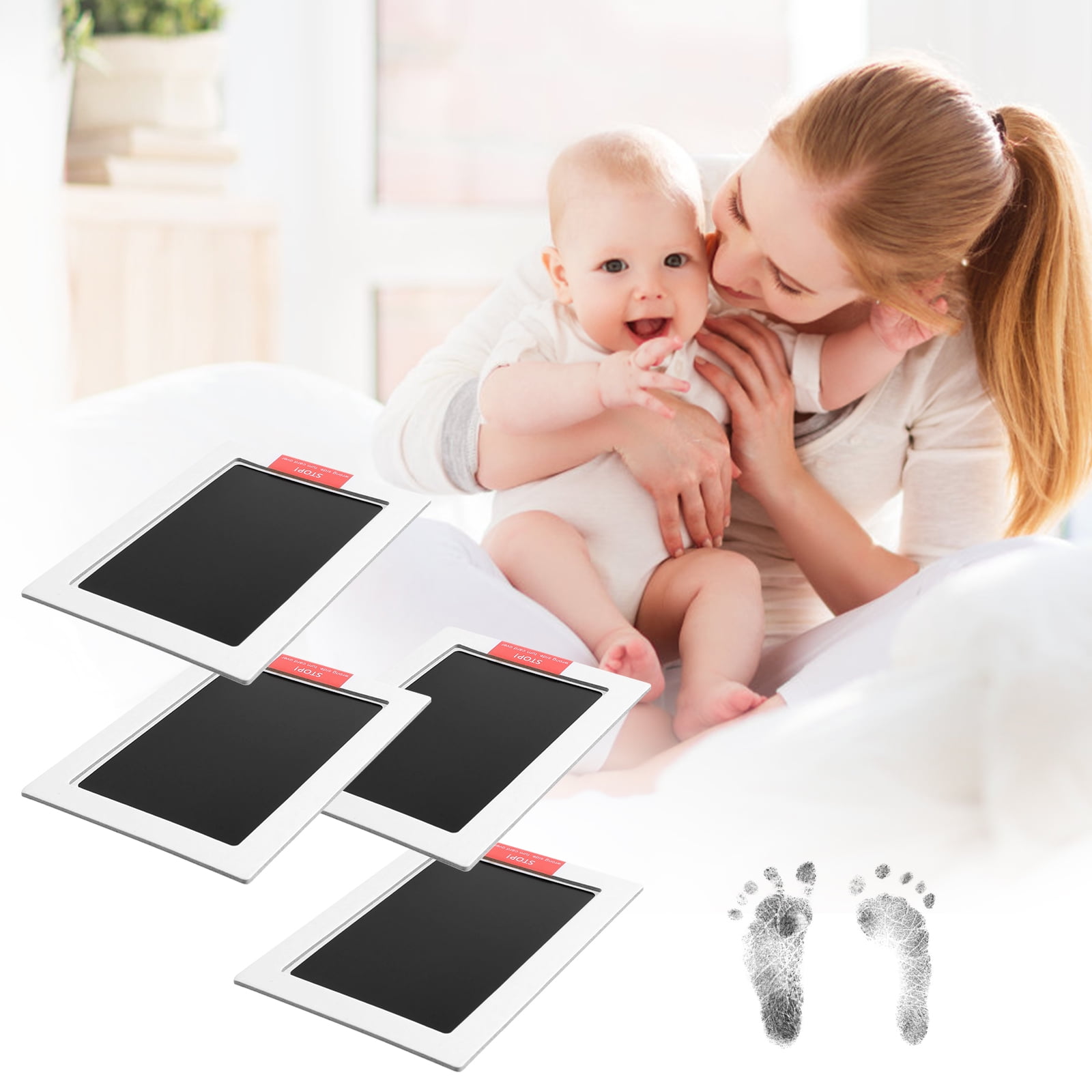 4 Pcs Baby Hand and Footprint Kit Inkless Baby Footprint Kit Clean ...