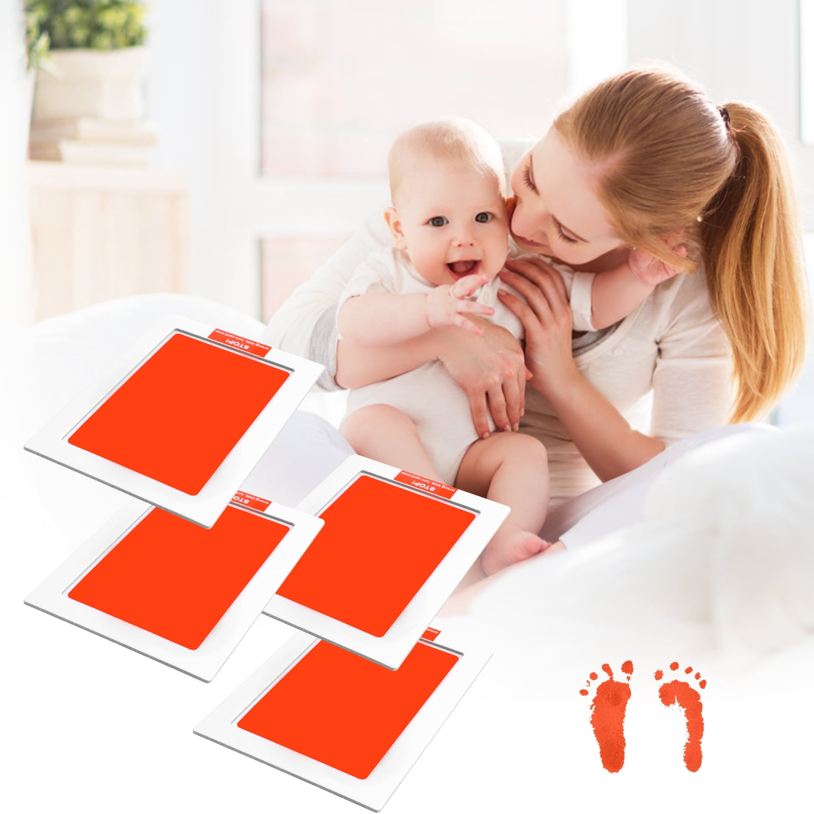 4 Pcs Baby Hand and Footprint Kit Inkless Baby Footprint Kit Clean ...