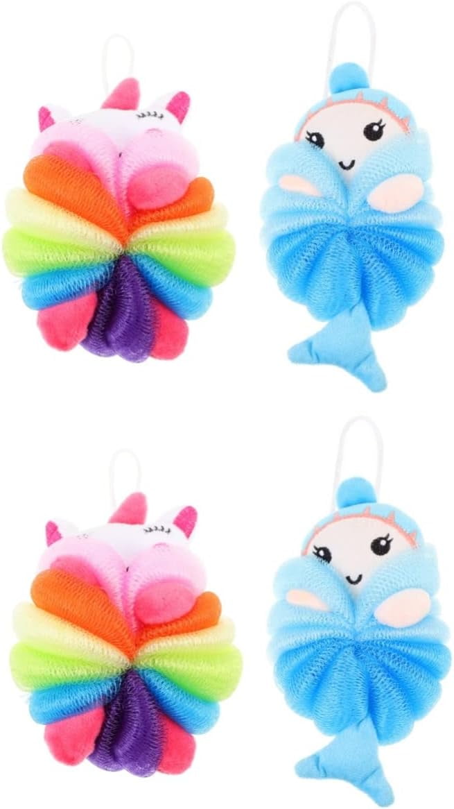 4 Pcs Baby Loofah Bath Sponge for Kids Bathbombs for Kids Loofah Dish ...