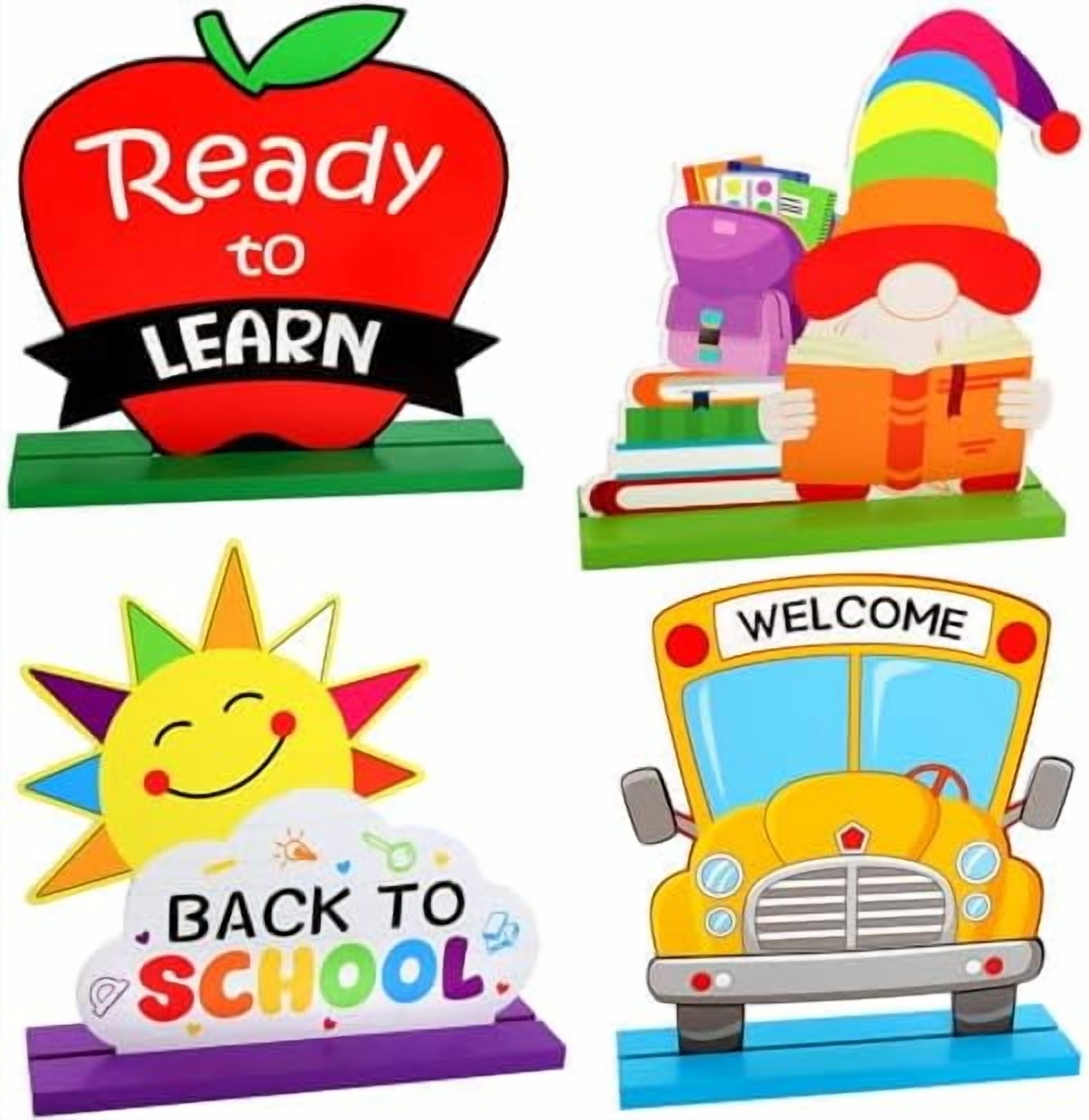 4 Pcs Back to School Decorations First Day of School Decorations Wooden ...