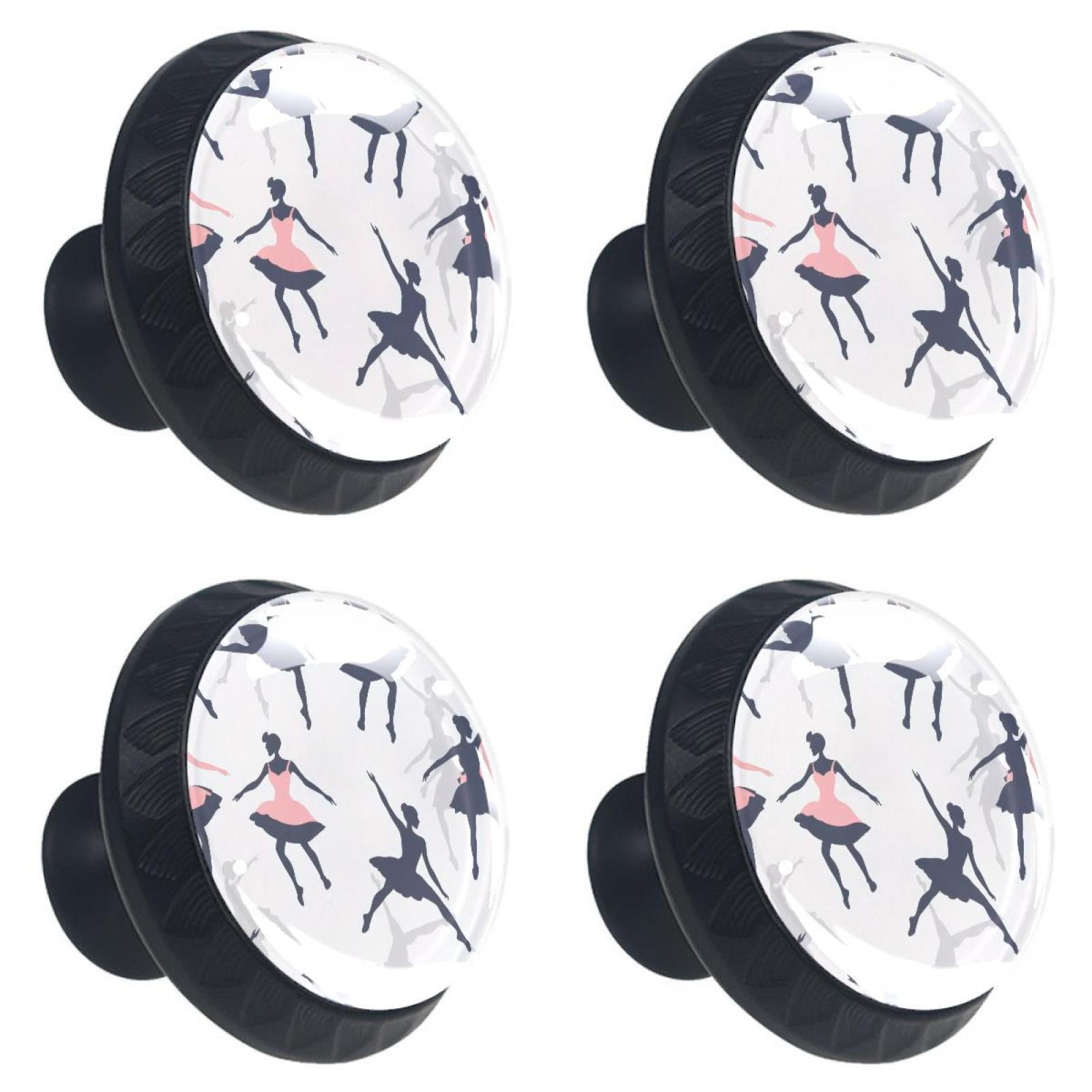 4 Pcs Ballet Dancing Girls Print Cabinet Knobs 30mm Round Crystal Glass ...