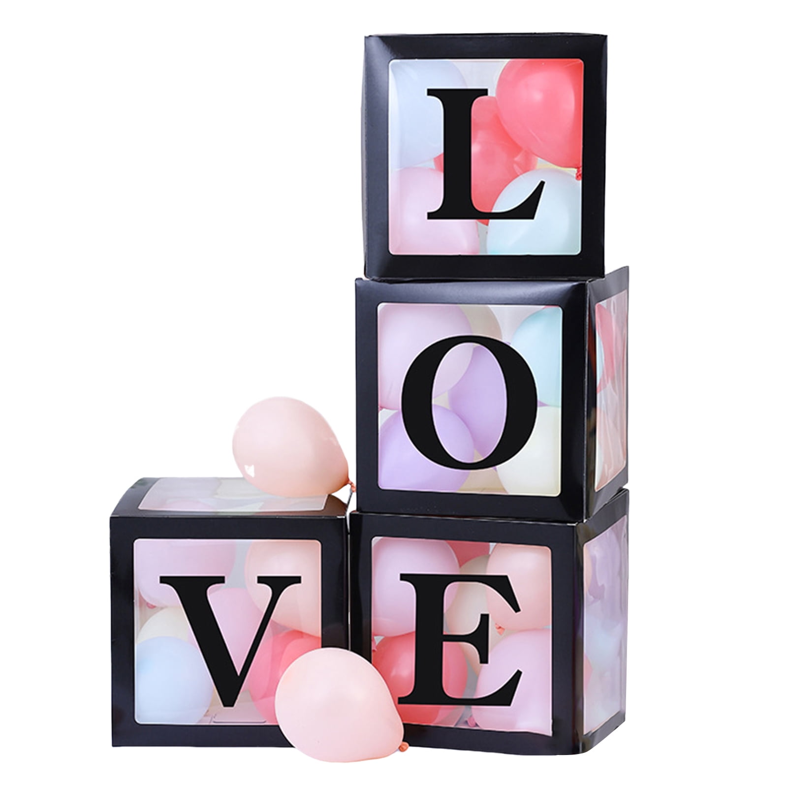 4 Pcs Balloon Box DIY Assembly Transparent Paper Box Balloon Box with ...