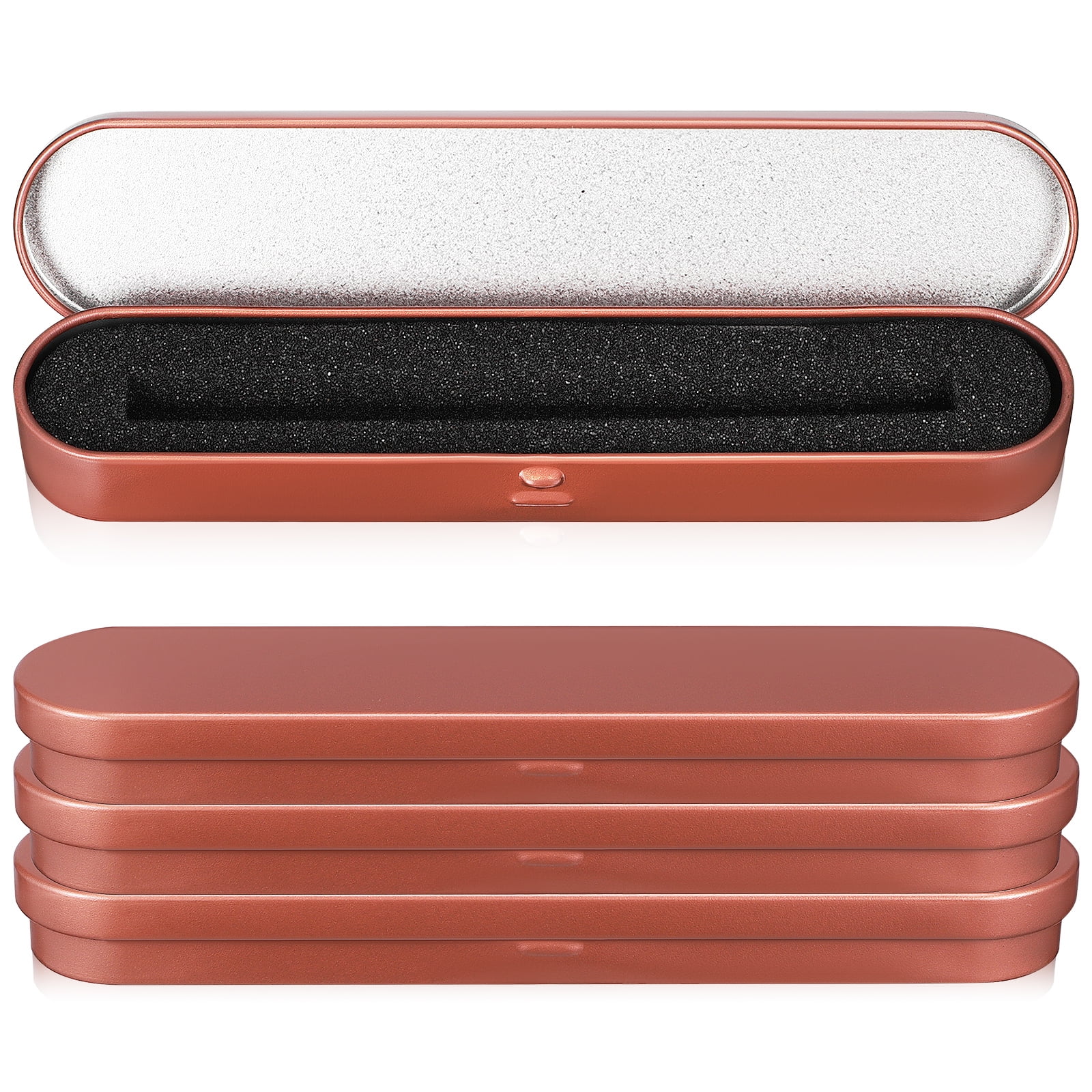 4pcs Lined Pen Case Metal Gift Boxes Rectangular Pencil Cases Portable ...