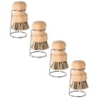 4 Pcs Bamboo Dish Brush with Holder,Bamboo Round Mini Dish Brush ...