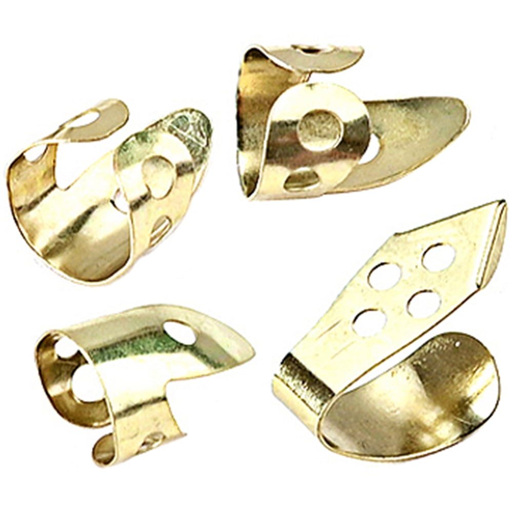 GOOHOCHY Golden Metal Finger Picks for Guitar Use 4 Pieces Small Size ...