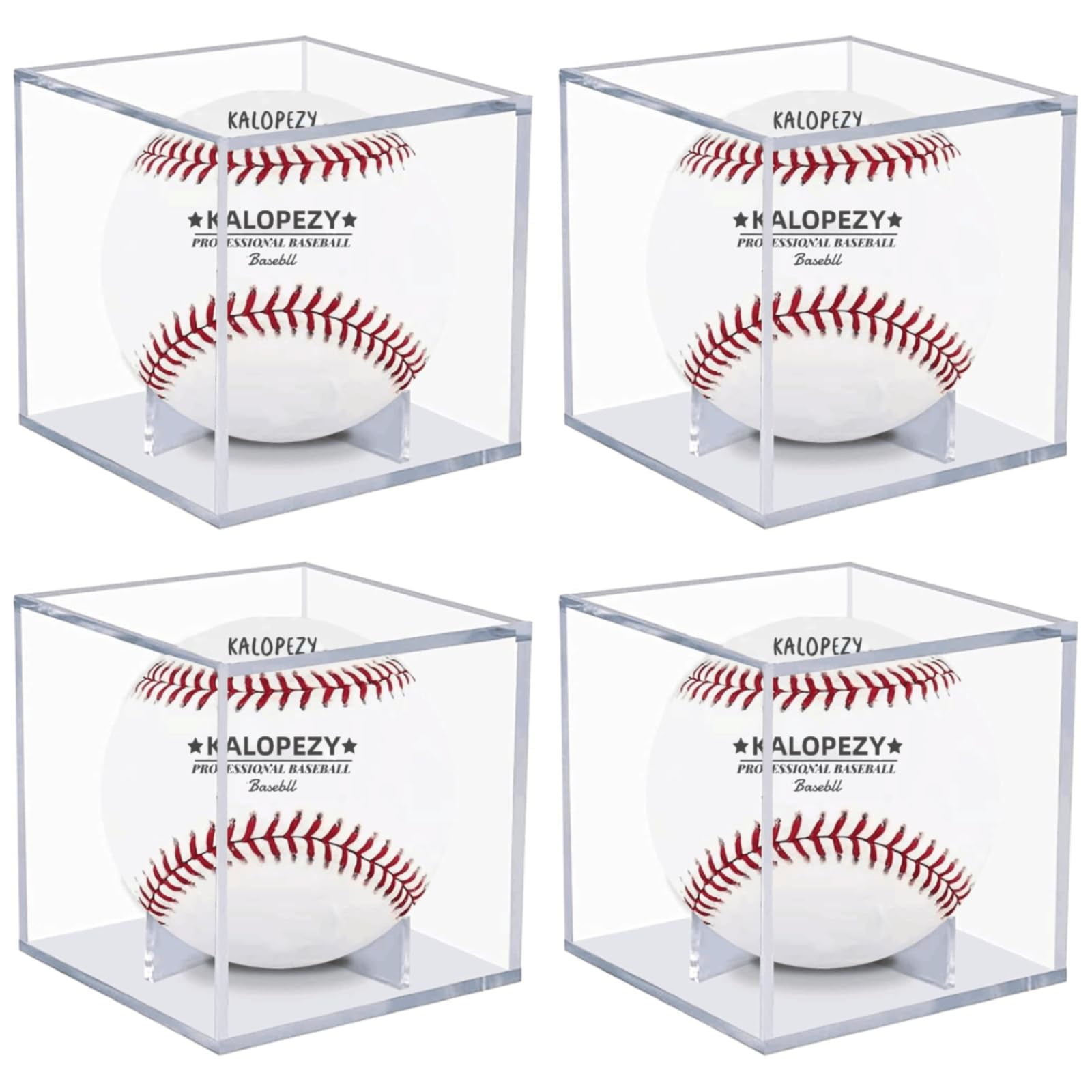 4 Pcs Baseball Display Case, UV Protected Acrylic Cube Baseball Holder ...
