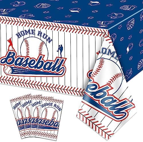 4 Pcs Baseball Tablecloths, Plastic Baseball Table Covers Rectangular ...